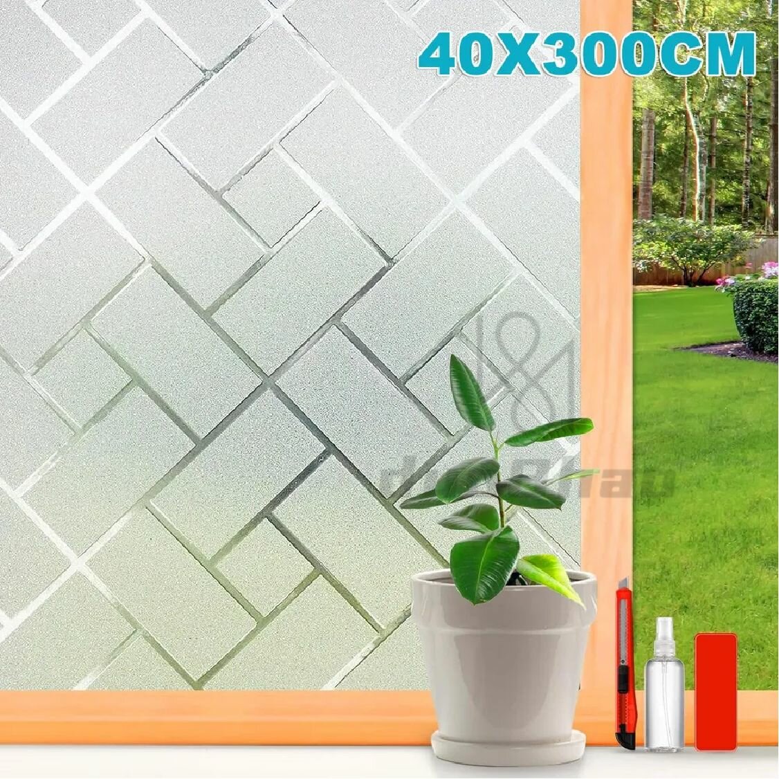 Наклейка из матового стекла с рисунком на обратной стороне; 40*300 см; наклейка для защиты от солнца в ванной комнате, пленка для защиты от солнца на балконном стекле