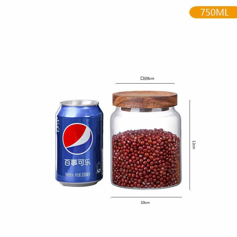 2026 Новейшая банка с деревянной крышкой в китайском стиле, герметичная, для домашнего хранения, стеклянная бутылка, чайник, банка для хранения пяти зерен и приправ