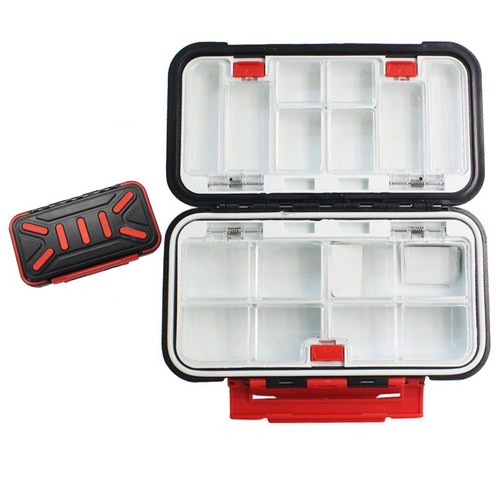 Waterproof Fishing Tackle Box Outdoor ABS Bait Box Multifunctional and Bait Accessory Box, dark green L, orange L, black L, grey L, dark green M, orange M, black M, grey M, M: 160*90*40mm, L: 190*100*45mm, M: 220g, L: 360g, 1*Fishing Tackle Box