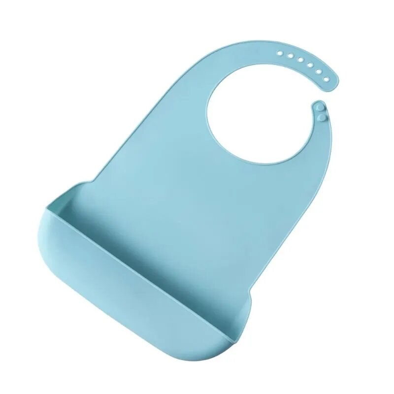 Большой силиконовый нагрудник для взрослых, карман для риса для пожилых людей, светло-голубой