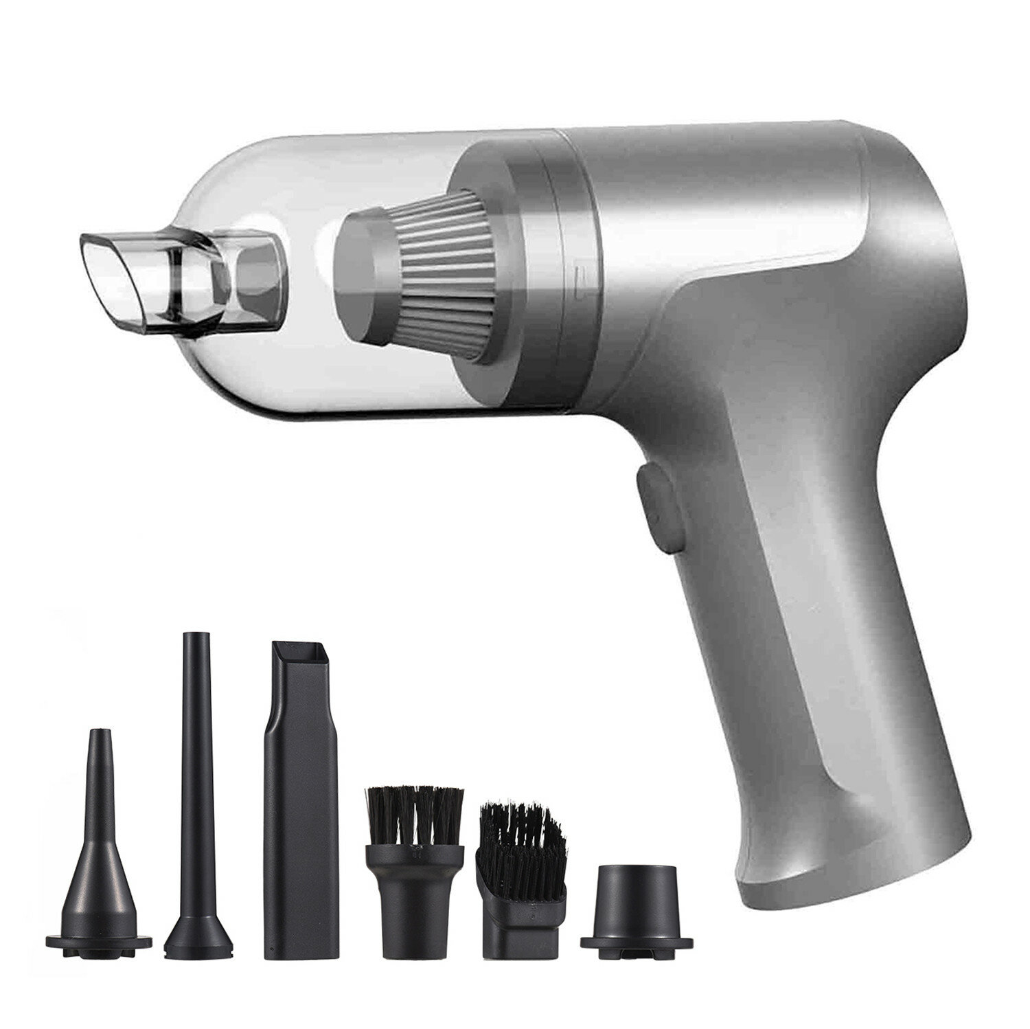 Безщеточный мотор портативный беспроводной пылесос для автомобиляBrushless 2-в-1 комбинированный мощный ручной пылесос для автомобиля, серый, ABS, заряда 3.5ч, автономности 20мин, контейнер 0.5L, шум ≤70dB, USB, 36V, 0-200W, 4000mAh, 6500/11000PA,