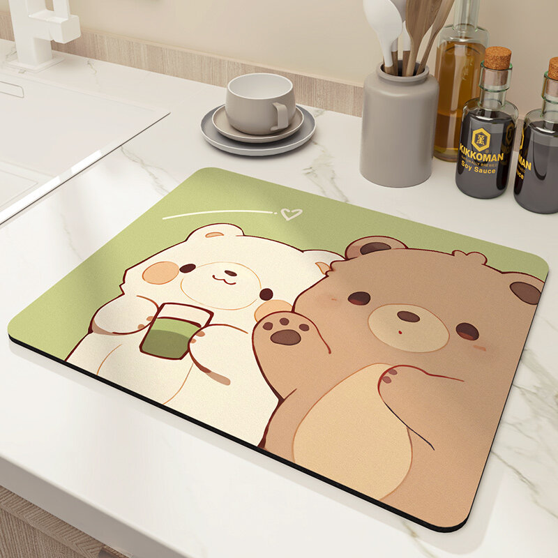 Кухонный коврик для сушки посуды, коврик для тарелок, милый поднос, нескользящий коврик для барной стойки, коврик для сушки, коврик для обеденного стола, впитывающий коврик