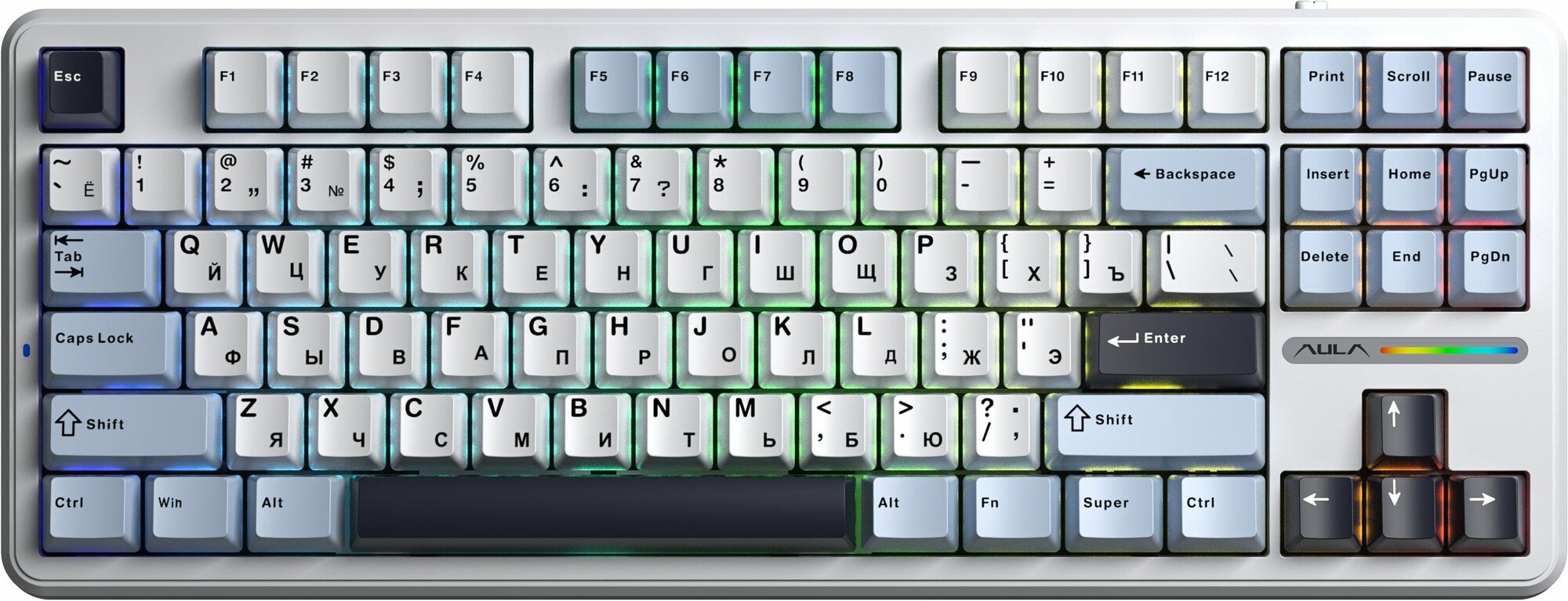 AULA F87 PRO Leobog Greywood V3 Беспроводная механическая игровая клавиатура, русская раскладка, разноцветная
