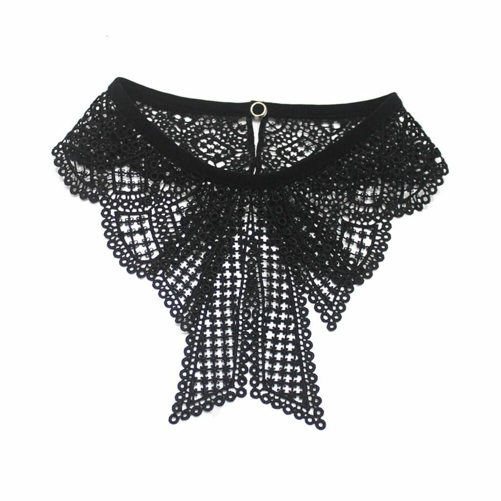 Съемный кружевной воротник с бантом, черный 2