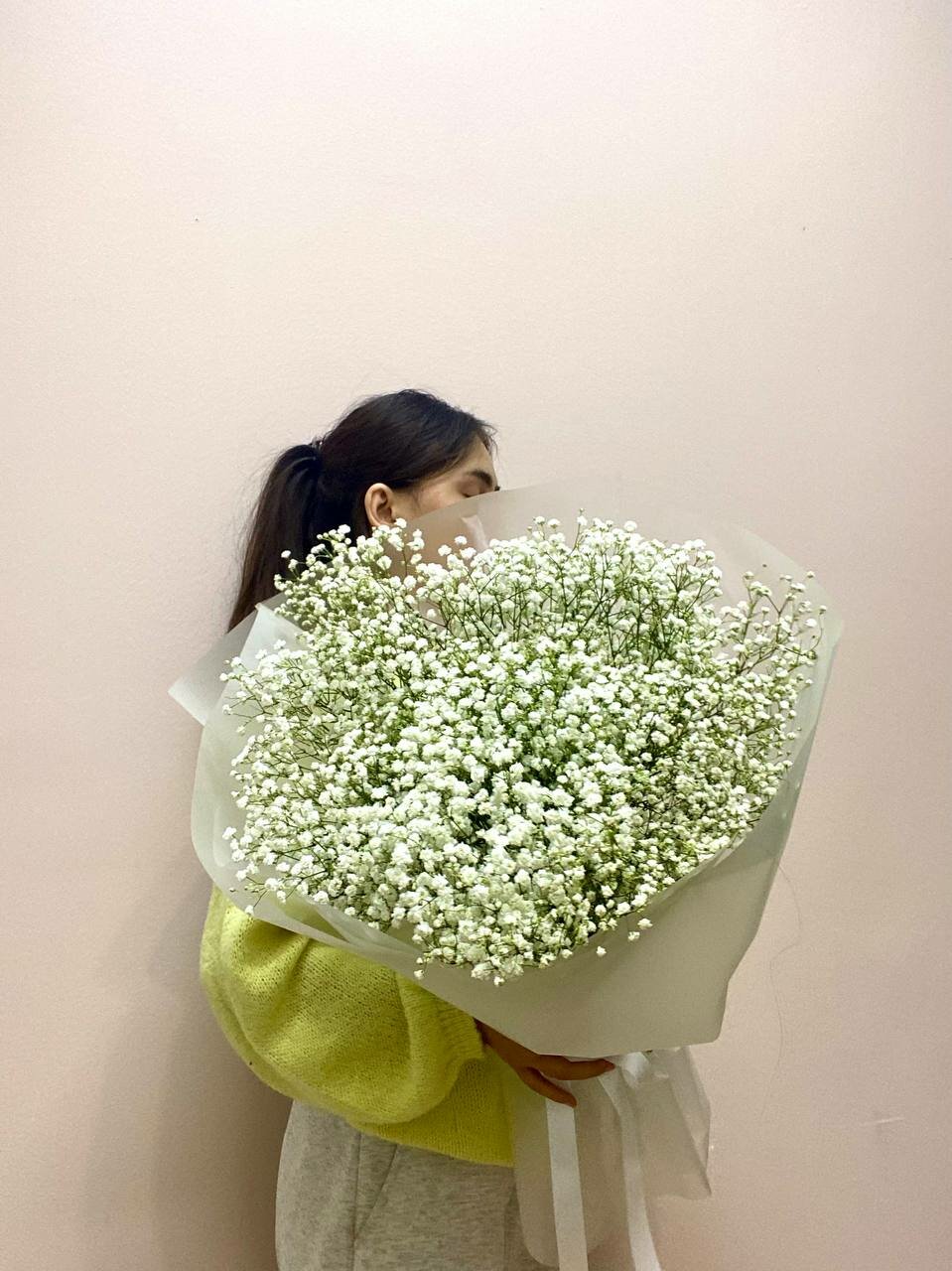 Букет живых цветов из гипсофилы 15шт