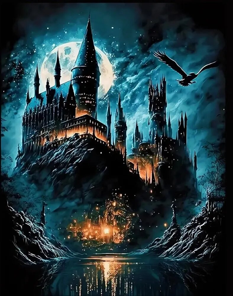 Алмазная Картина "Замок Хогвартс" 40х50 См Алмазная Вышивка / Картина Стразами Подарков