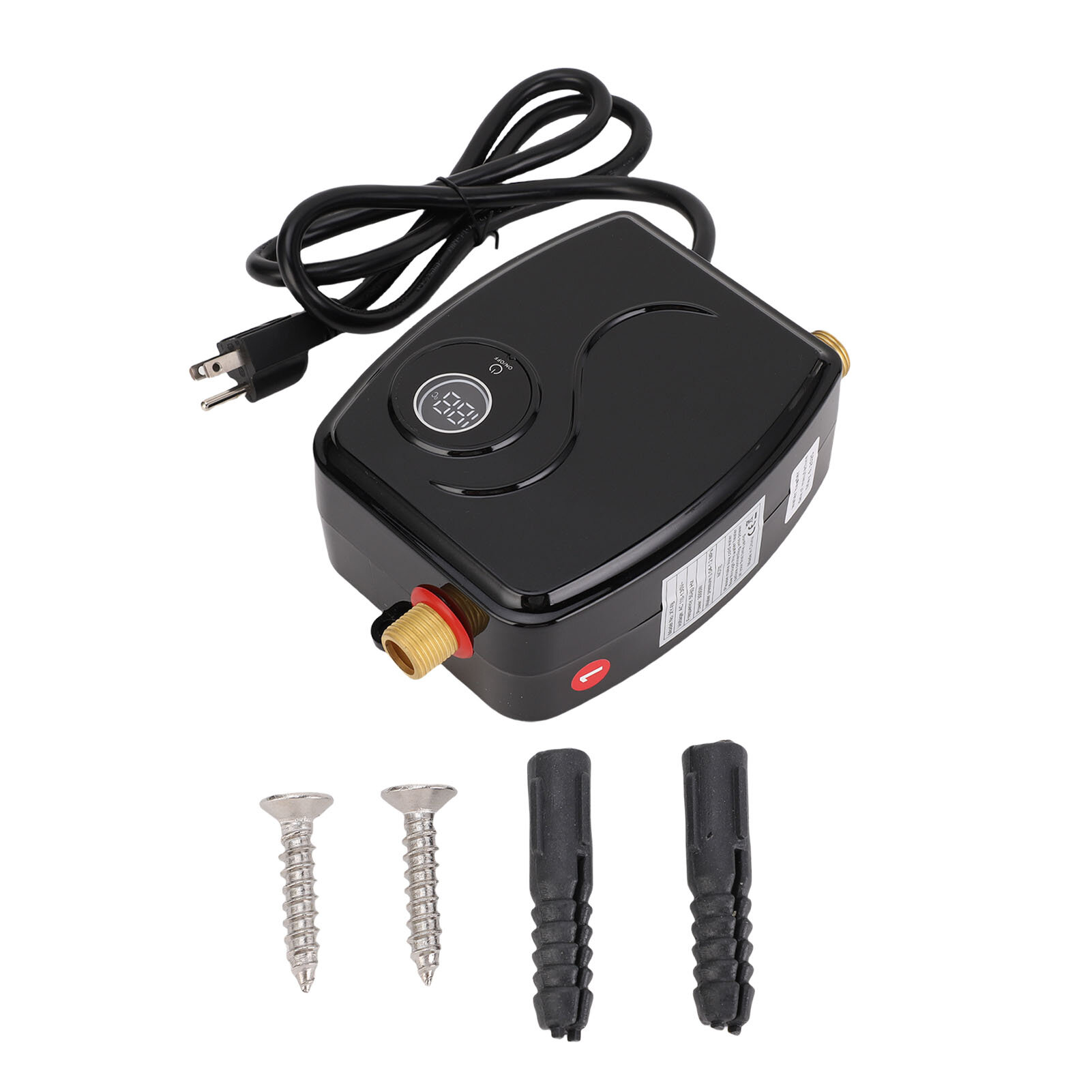 Мини-водонагреватель мощностью 3000 Вт с сенсорным экраном, вход и выход G1/2, электрический, для кухни, квартиры, ванной комнаты, автодома, черный, вилка стандарта США, 110 В.