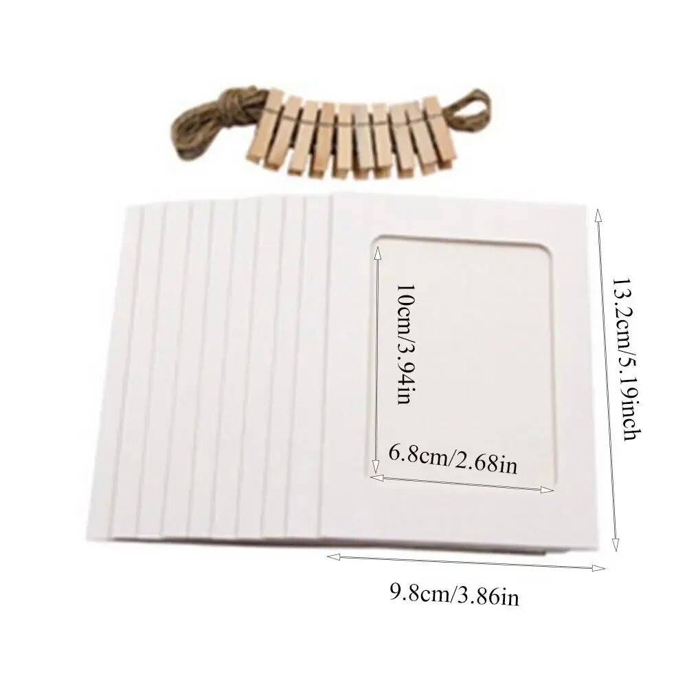 Бумажные фоторамки из крафт-бумаги с зажимами --white-5inch