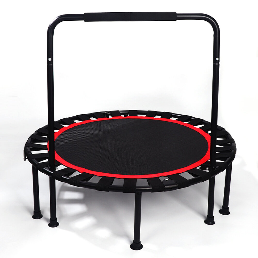 Небольшой батут-ребаундер для взрослых и детей, 102 см, для аэробных упражнений, с поручнем, складной, прочный, выдерживает большую нагрузку, подходит для использования в помещении и на открытом воздухе, в домашнем спортзале.