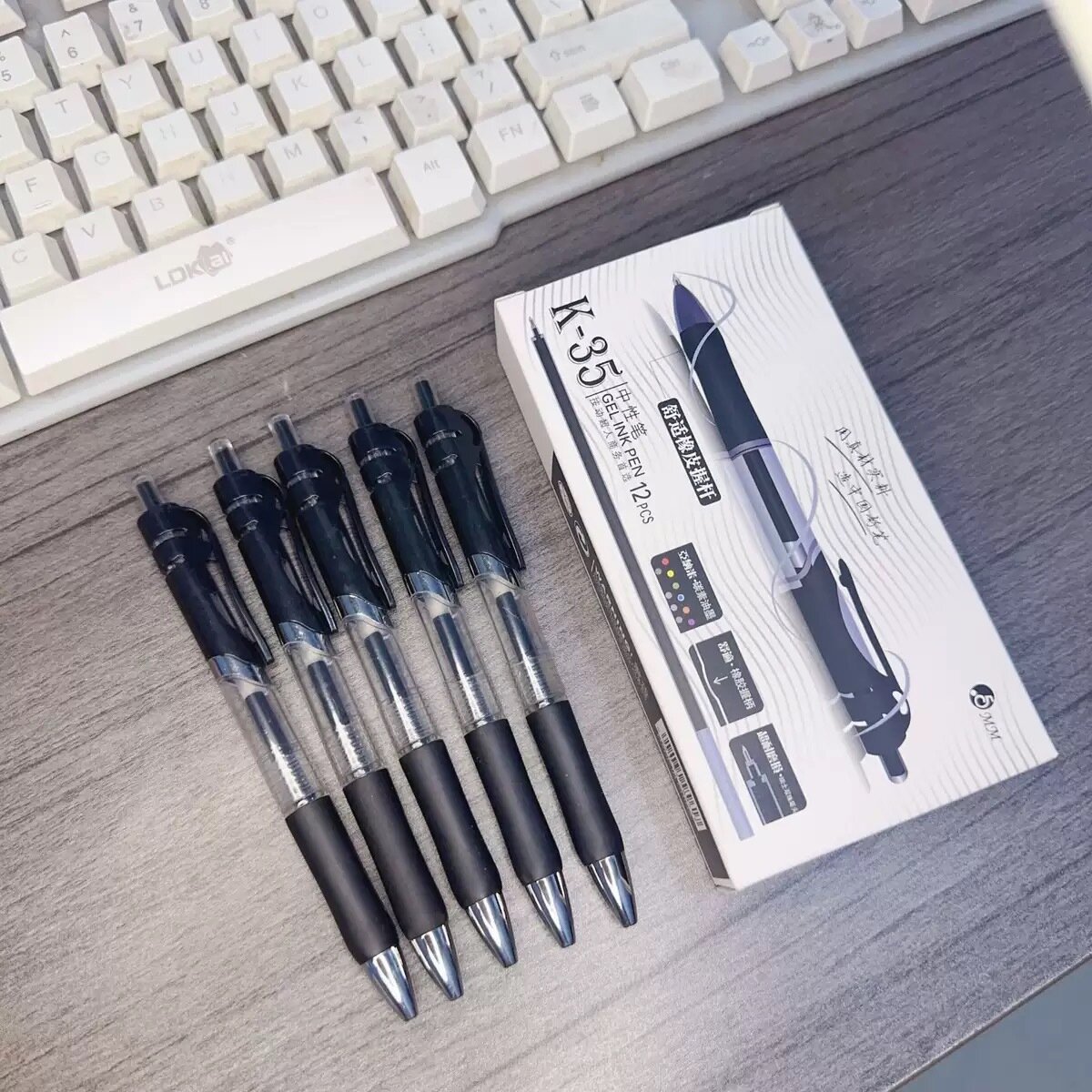 Черная гелевая ручка K35 с нажимным механизмом, быстросохнущая, 0.5 мм, для студентов, учебы, встреч и офиса