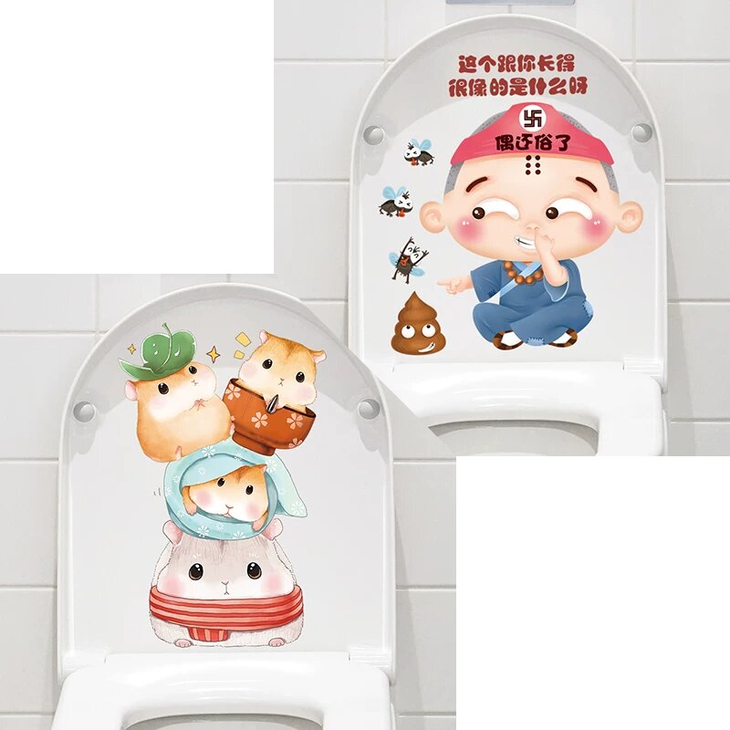 Водонепроницаемые наклейки для туалета для ванной комнаты, съемные милые мультяшные аниме, украшение для ванной