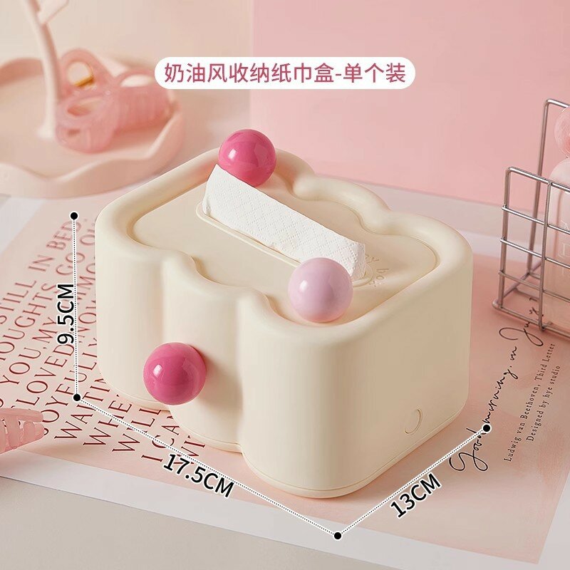 Настенная коробка для салфеток Dopamine, домашняя настольная коробка для салфеток, кремовый стиль, цветные шарики, креативная милая коробка для хранения на кофейном столике