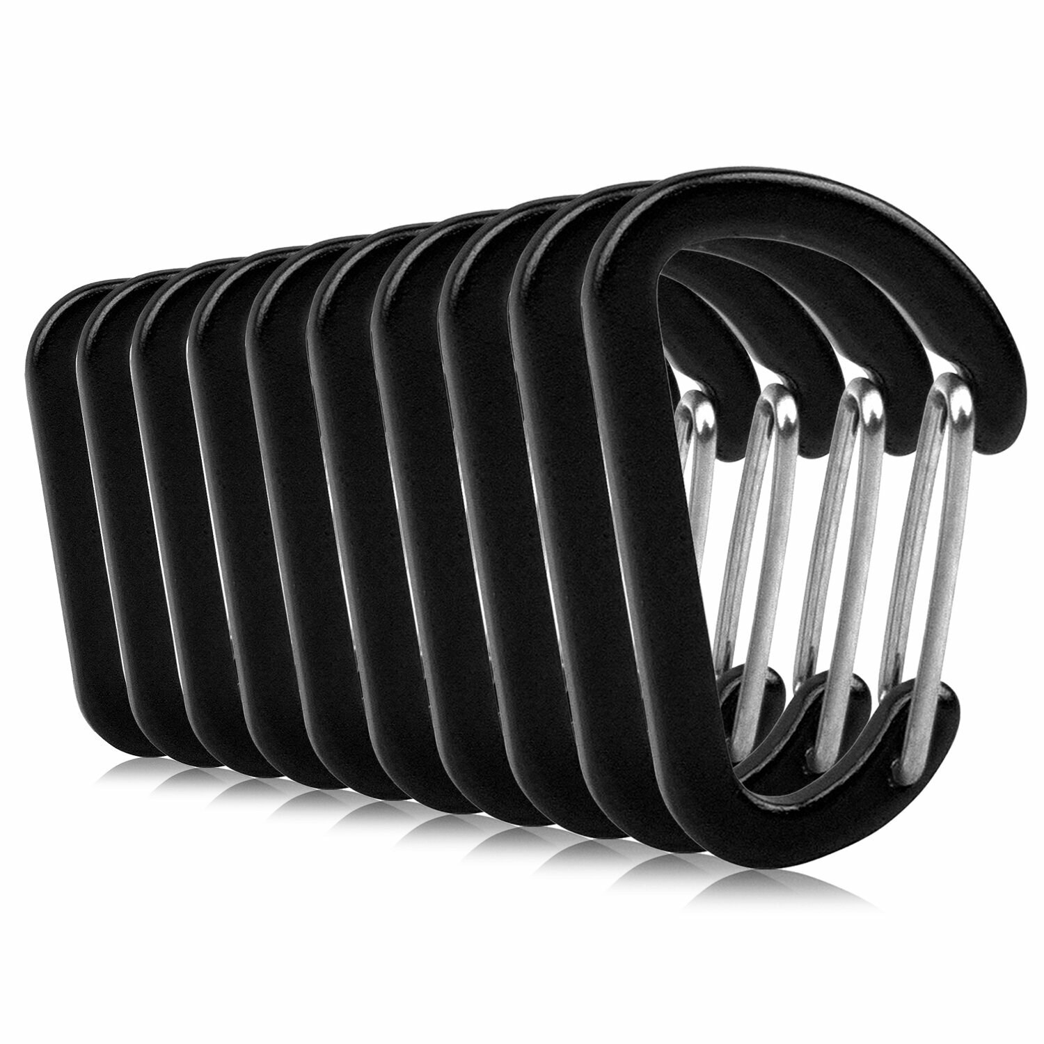 Карабин маленький D-образный из алюминиевого сплава, лёгкий крючок для рюкзаков, брелоков, цепей, веревок, бутылок с водой, пружинный карабин, цвет: золото, чёрный, синий (по выбору), размер: 4x0.4x2.5 см, вес: 3.5 г, упаковка: 10 штук