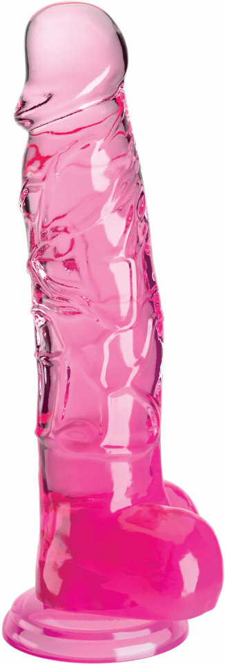 Гелевый фаллоимитатор с мошонкой King Cock Clear 16 см розовый