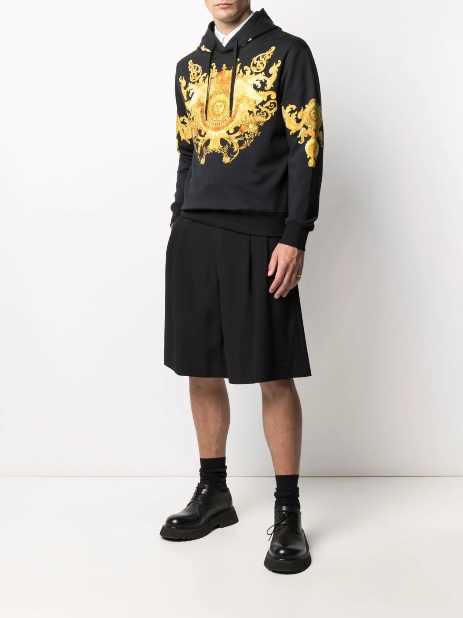 Худи Versace Jeans Couture Baroque, размер 48, , black/black — фото 1