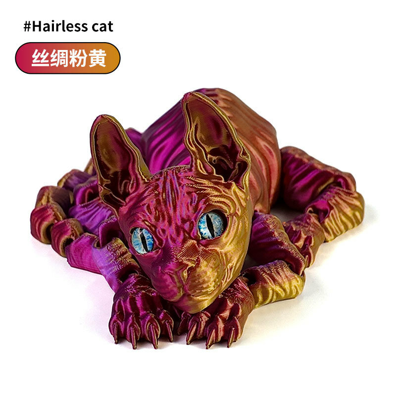Горячие новые безволосые кошки, подвижные 3D-печатные драконьи украшения, ручной набор 3D-печатных безволосых кошачьих украшений