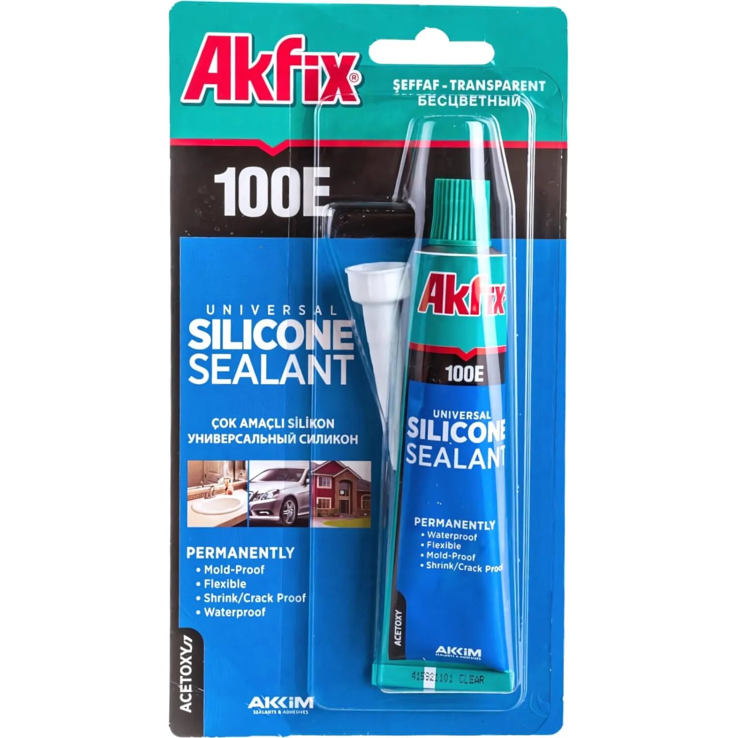 Герметик силиконовый универсальный Akfix 100E, позрачный, 50 мл. (SA111)