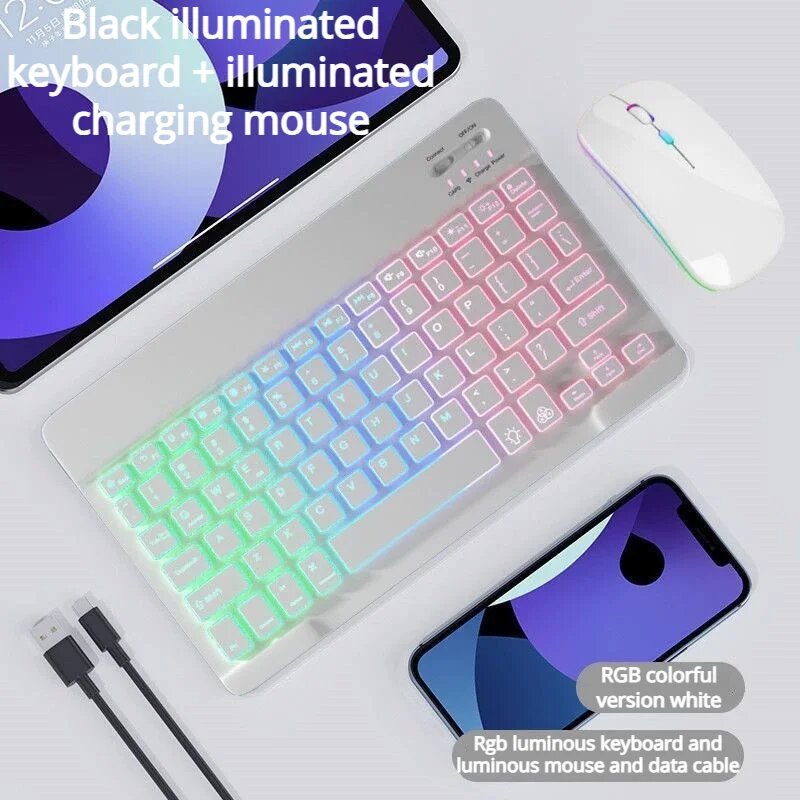 Новый игровой набор 2026: клавиатура и мышь с подсветкой, подключение по White Keyboard Set