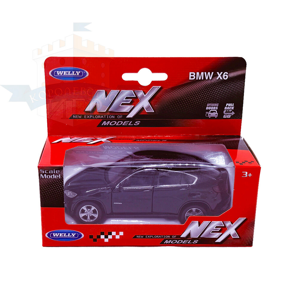 Машинка Welly BMW X6 (E71), черный, 1:38, арт.43617W-B, инерционная