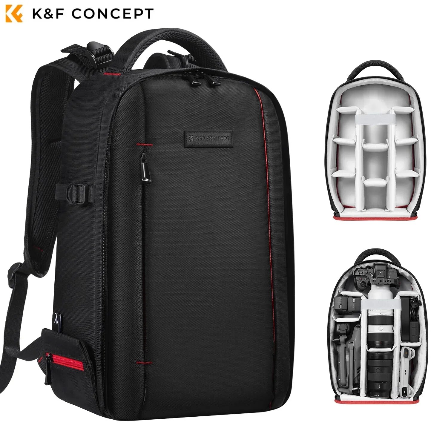 Рюкзак для фотоаппарата K&F CONCEPT 18L Black red