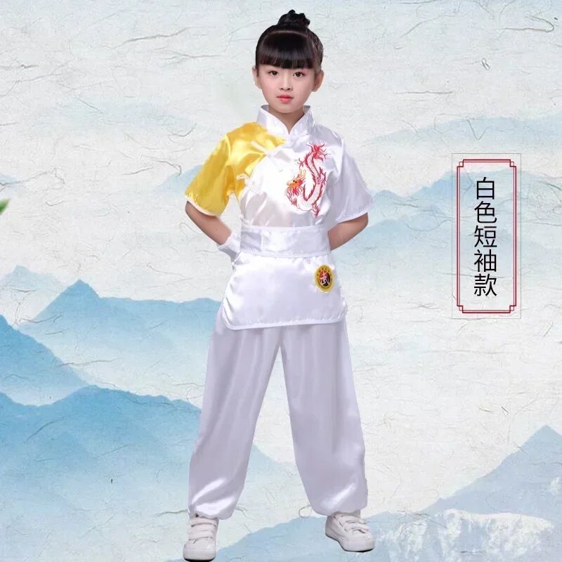 Детский костюм ушу полиэстер 170, Белый, 1-short white