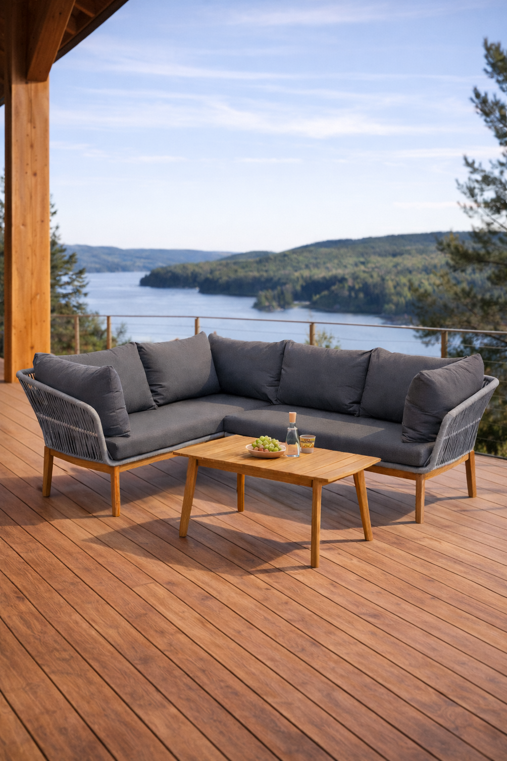 Набор садовой мебели лаунж-зона Paris Corner Set Gray из акации, серый