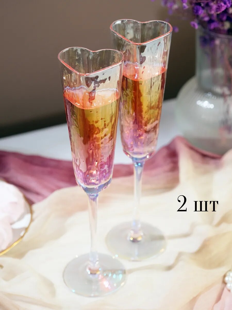 Набор бокалы для шампанского свадебные перламутровые