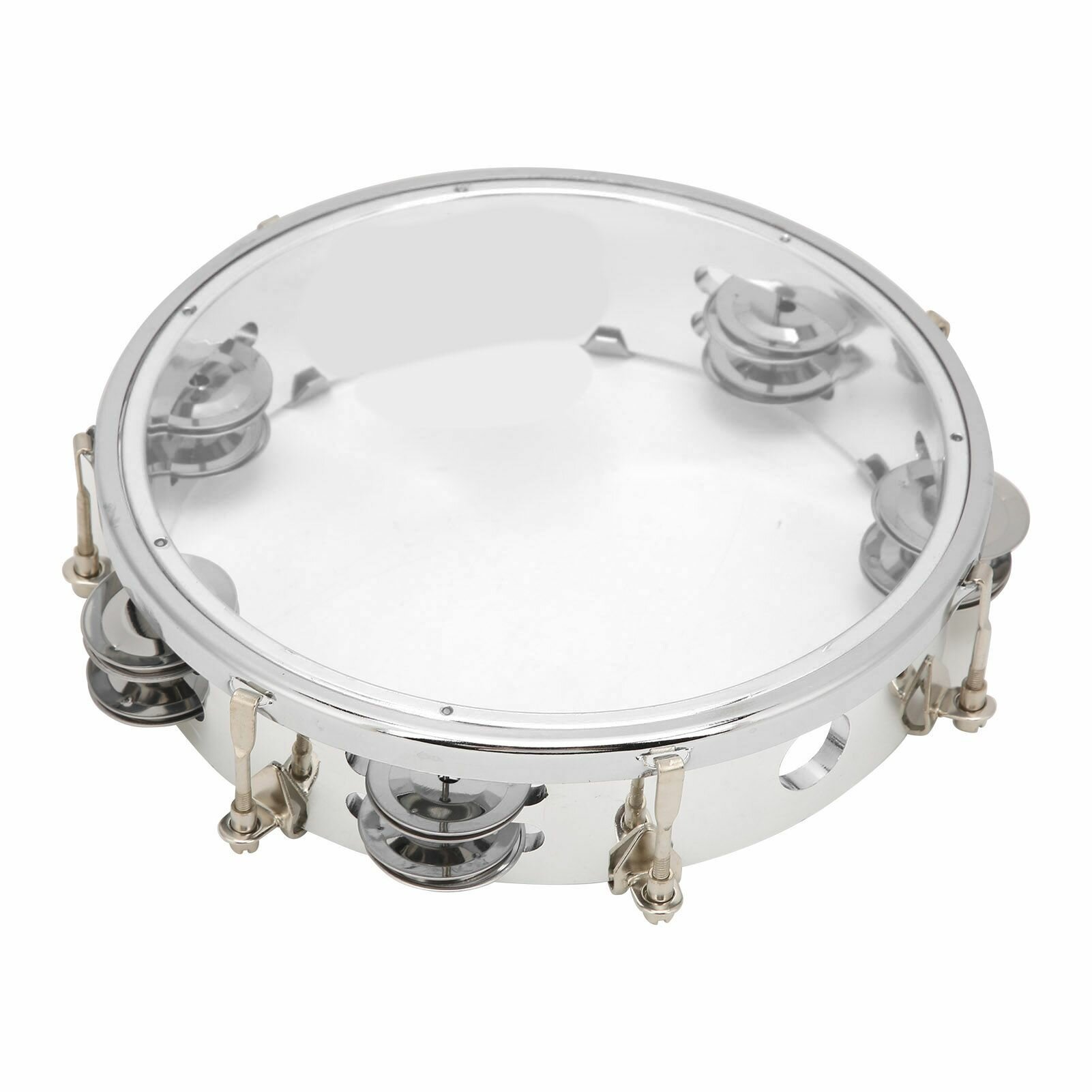 MBAT Бубен с регулируемым тоном, двухрядные колокольчики, ручной барабан, ударный инструмент, 8 дюймов, прозрачный