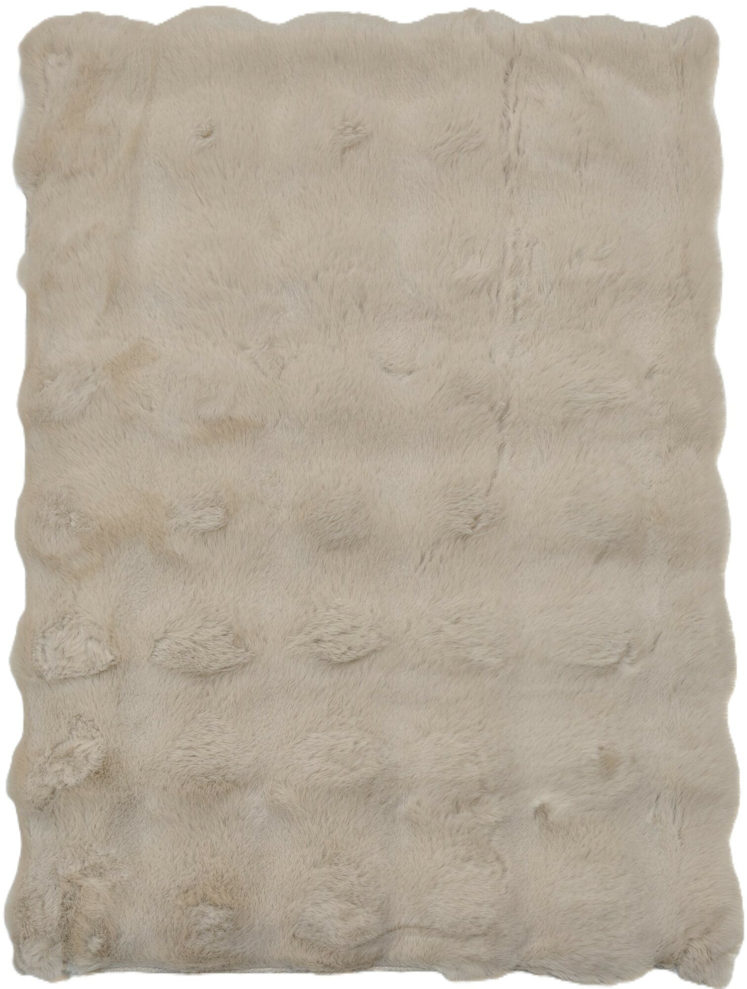 Коврик для ванной из искусственного рельефного меха "Wave бежевый" 50х70 см, противоскользящий, стирка