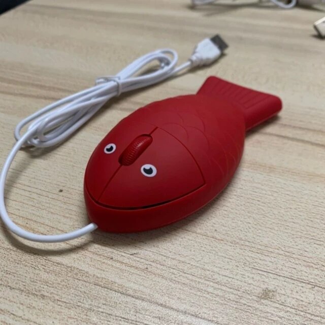 Проводная мышь, креативная, милая, в виде красной рыбки, матовая, USB, универсальная, для компьютера, офисная мышь