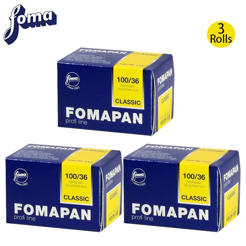 Fomapan 100/200/400 плёнка 35мм Темно-синий, 3 Rolls