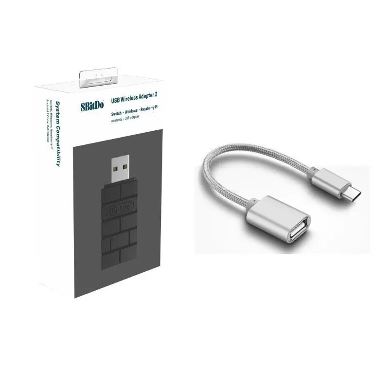 8Bitdo 2-е поколение USB беспроводной адаптер с OTG для ПК, Raspberry Pi, Nintendo Switch — Черный