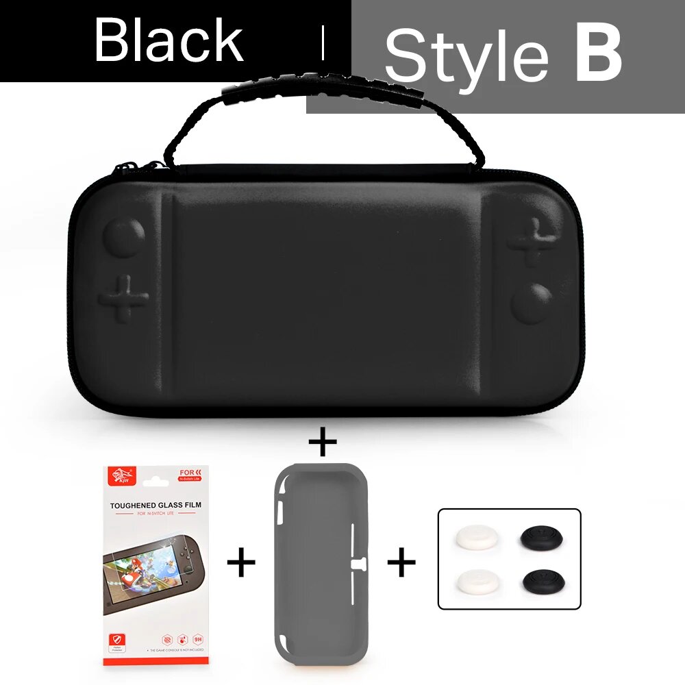 Сумка для Nintendo Switch Lite, черная, 3 в 1