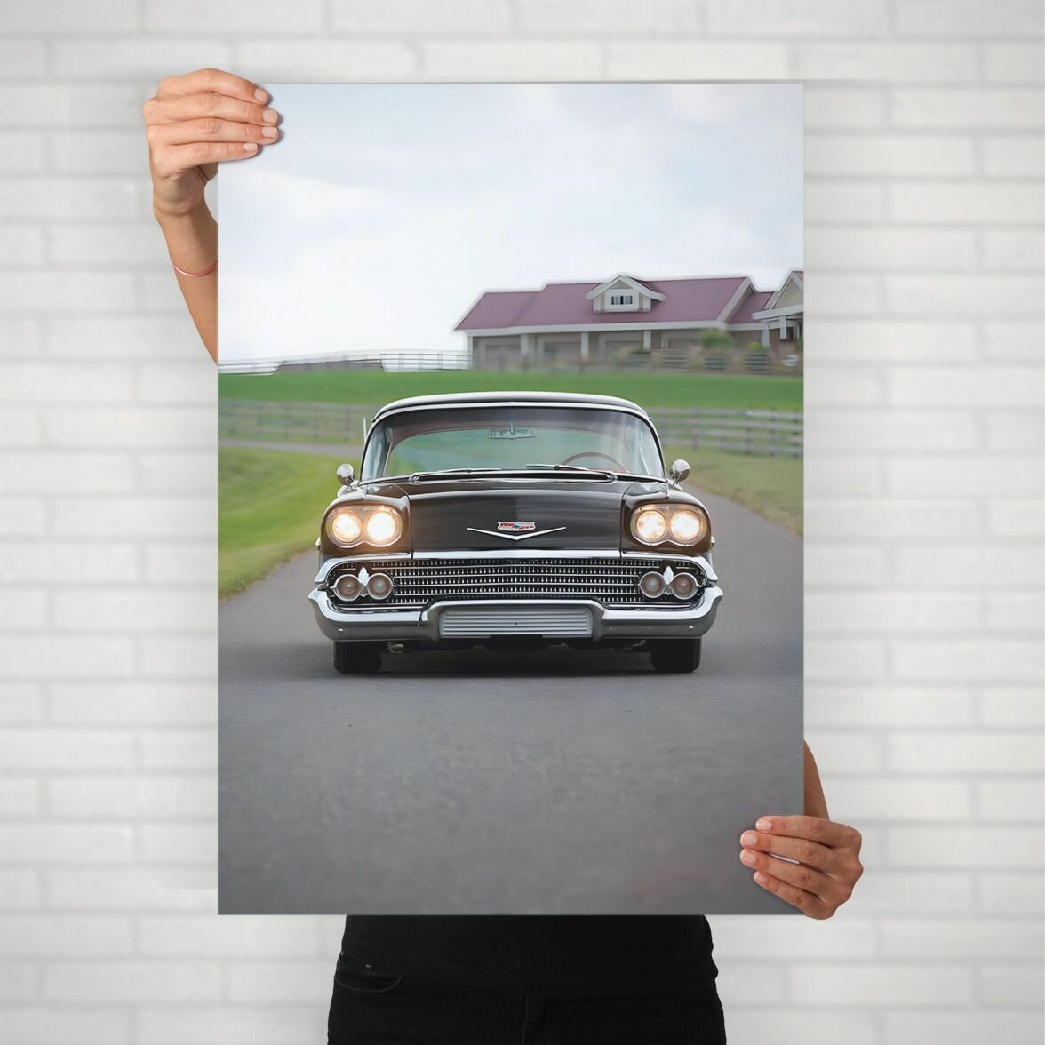 Плакат на стену для интерьера Лоурайдер (Chevrolet Bel Air 2) - Постер по тюнингованным автомобилям формата А2 (42x60 см)