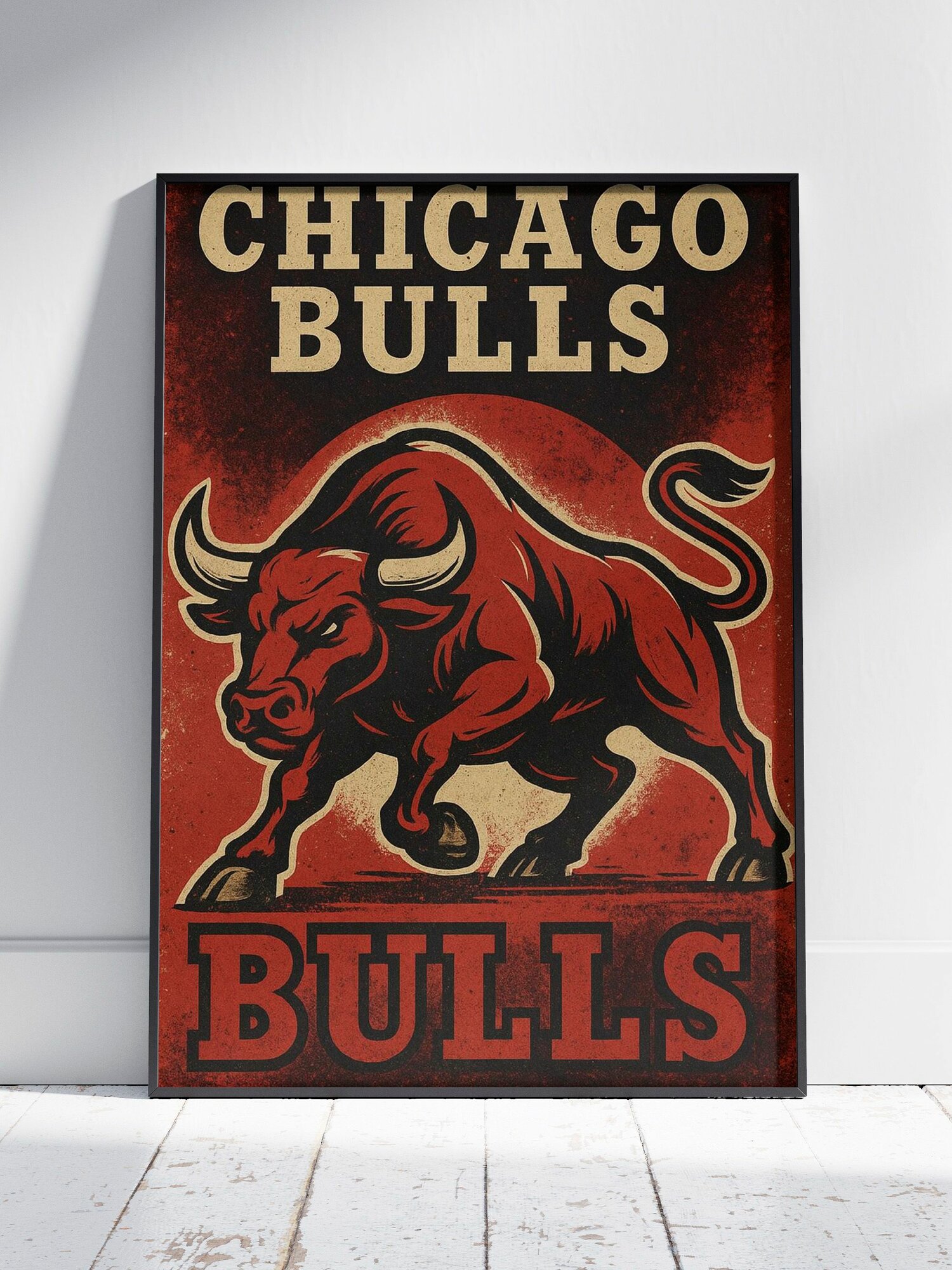 Плакат на стену для интерьера Команды Баскетбол (Чикаго Буллз - Chicago Bulls 1) - Постер по спорту и физической активности формата A4 (21x30 см)