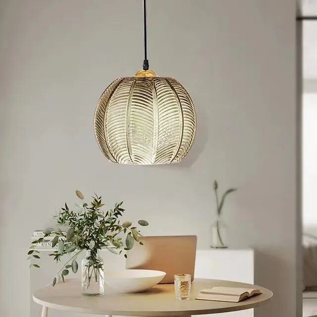 Ronaldo lighting Люстра E27 12 Вт Подвесной светильник из стекла для детской комнаты Янтарь Ф20см — фото 1