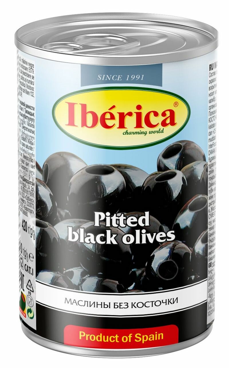 Маслины IBERIKA без косточки /жесть/ 420г
