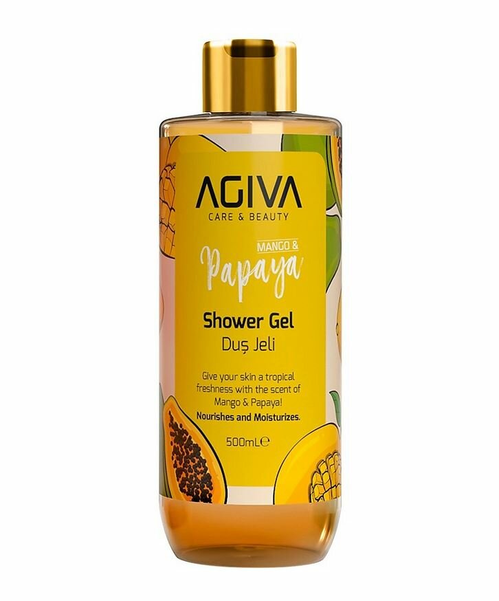 Гель AGİVA для душа женский Care&Beauty Mango & Papaya, 500 мл