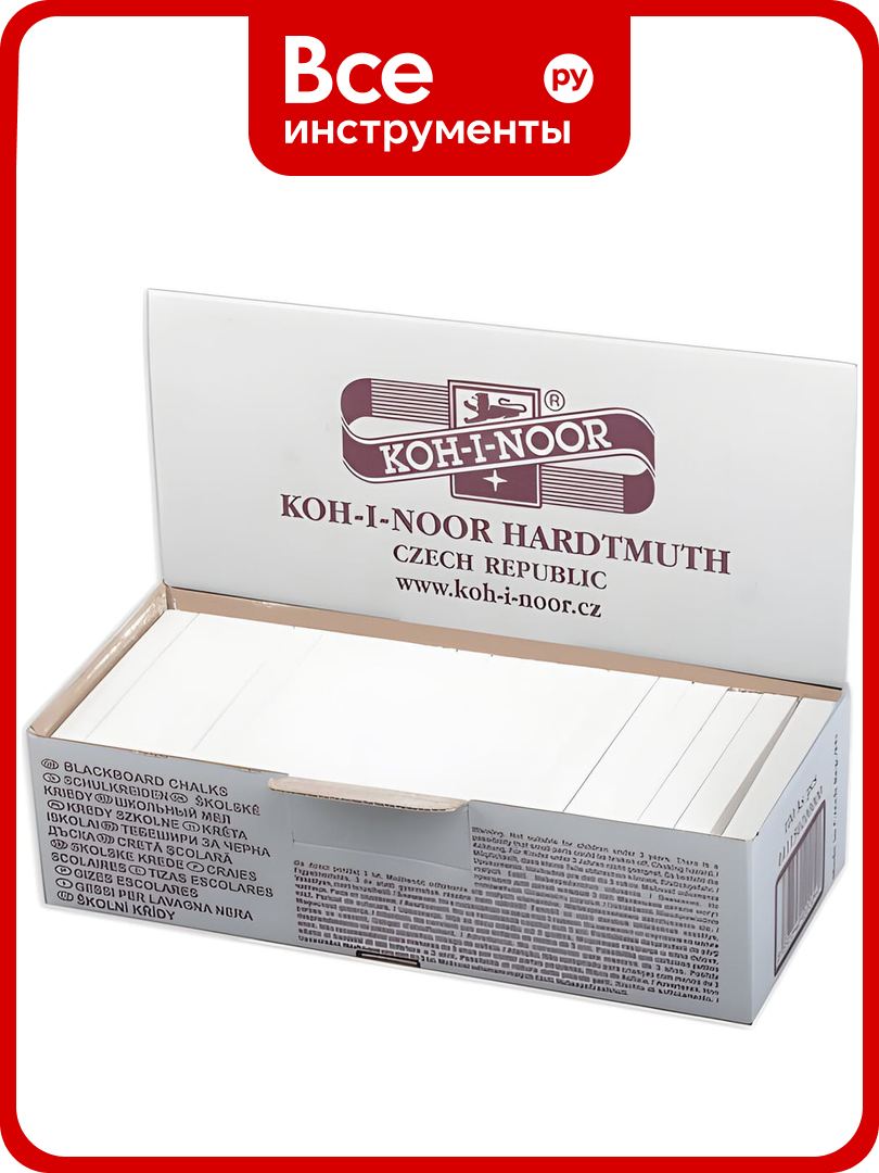 Мел белый квадратный офисмаг 100 штук, Koh-i-noor (Чехия), картонная упаковка, 111502 224320
