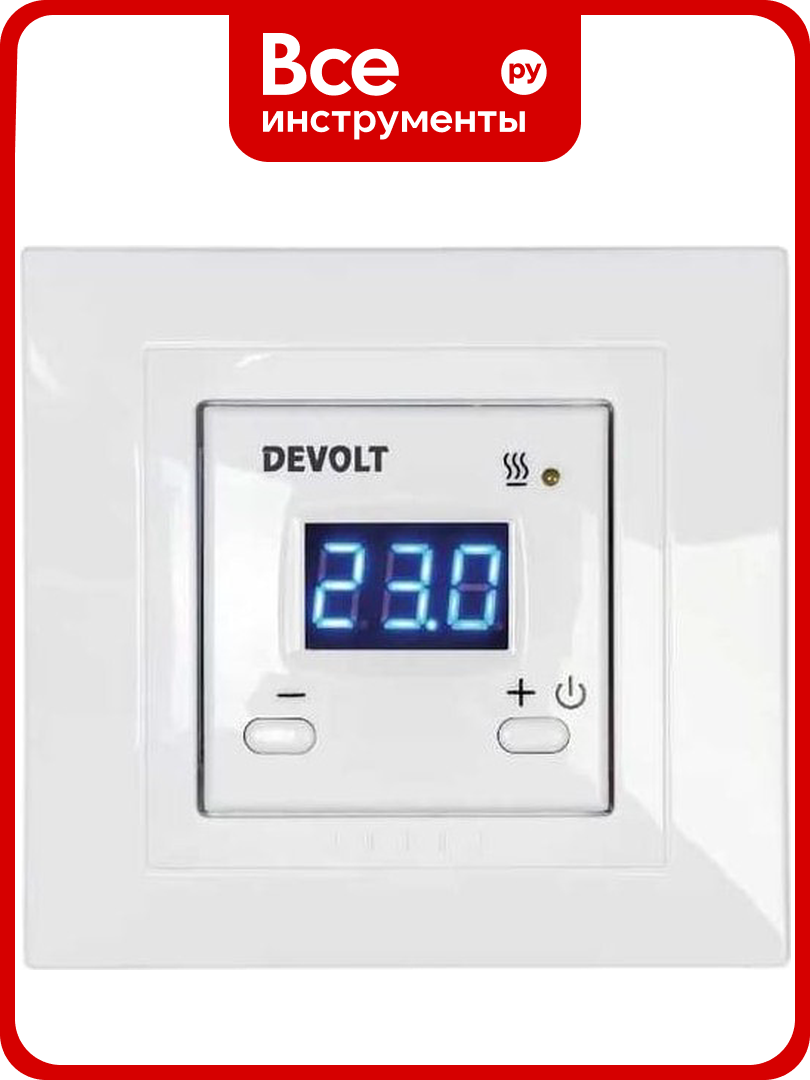 Терморегулятор Devolt TR-16ts, 3.6 кВт, 16 А DEVOLTTR16TS, Цвет индикатора - синий