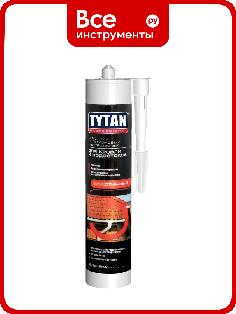 Нейтральный силиконовый герметик для кровли TYTAN Professional 310 мл, черный 250695