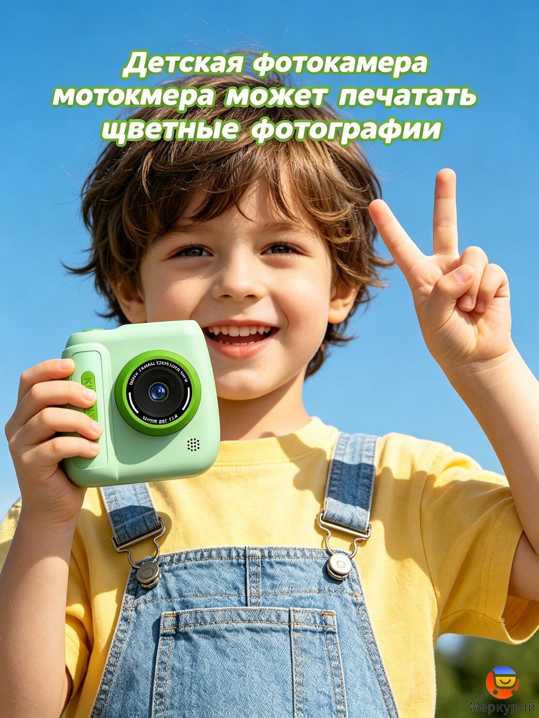 Детский фотоаппарат с мгновенной печатью, автоматическая распечатка сразу после съёмки, без чернил, термобумага в комплекте, для мальчиков и девочек