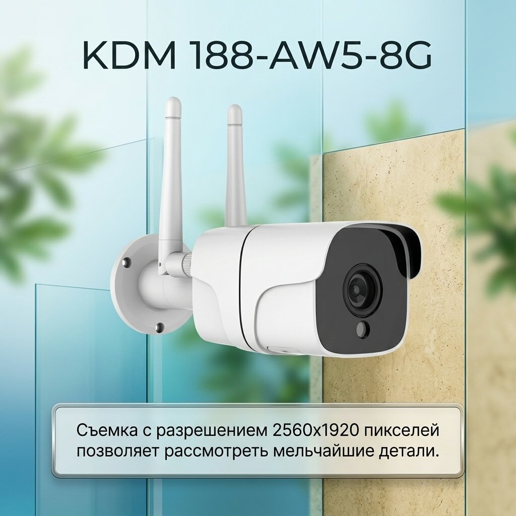 Уличная 5-мегапиксельная Wi-Fi IP видеокамера KDM 188-AW5-8G