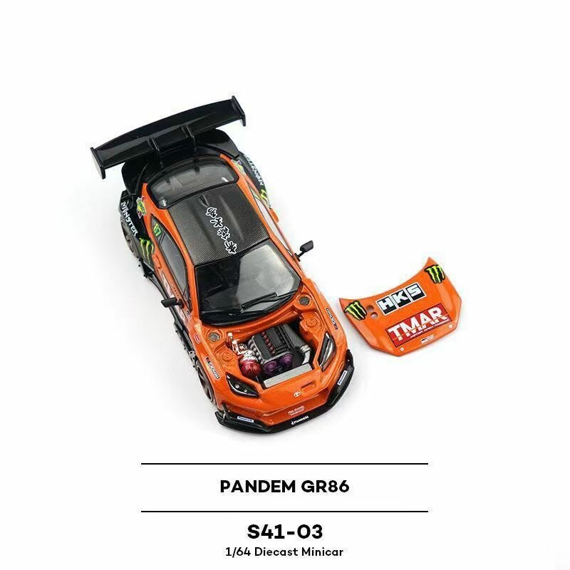 (No Packaging Box.) Машинка Pop Race 1:64 Toyota Pandem GR86 Diecast Car Model Collection Gifts