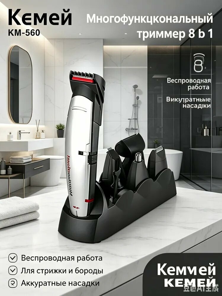 Машинка для стрижки E837E, серебристый