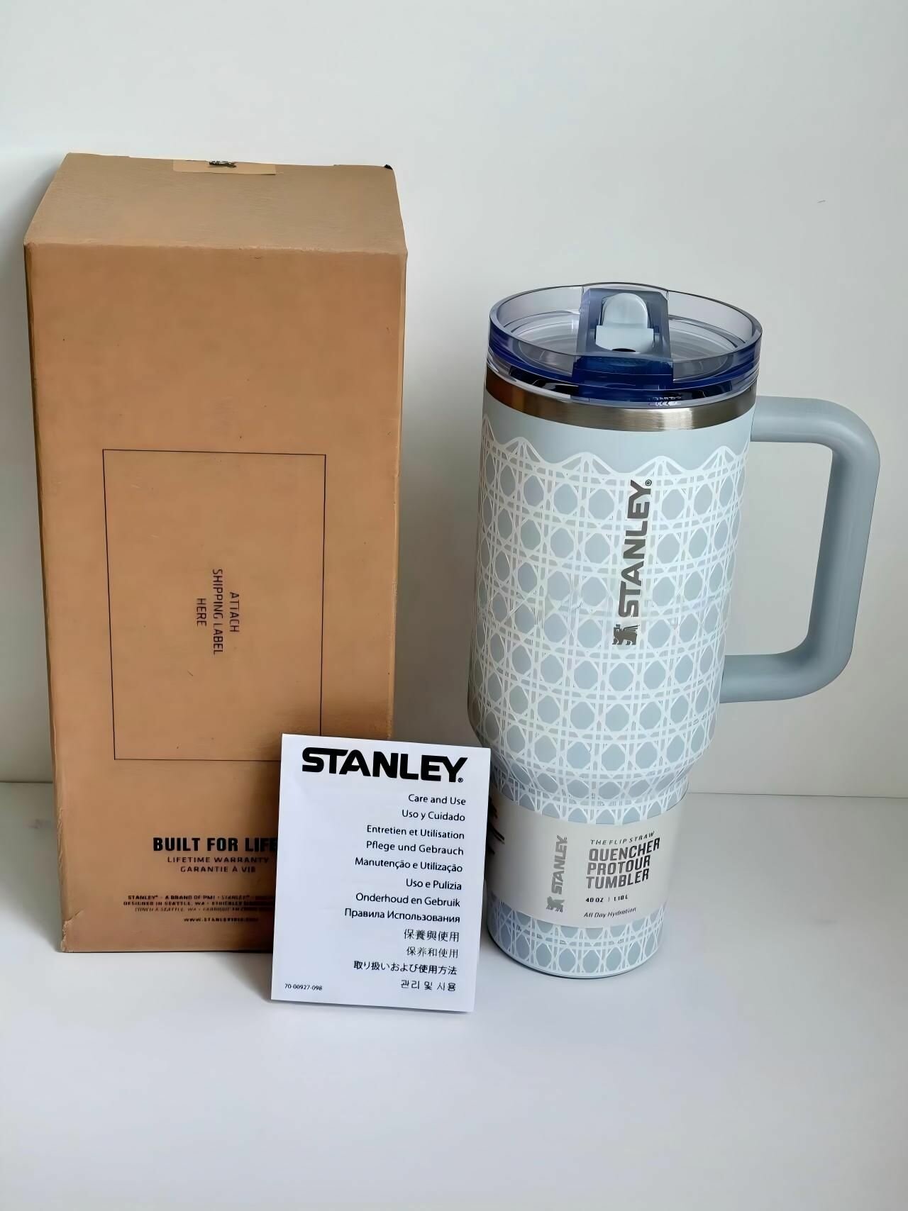Термокружка Stanley 40oz с ручкой и трубкой, плетеный узор, 1.18 л для дома и офиса, чашка
