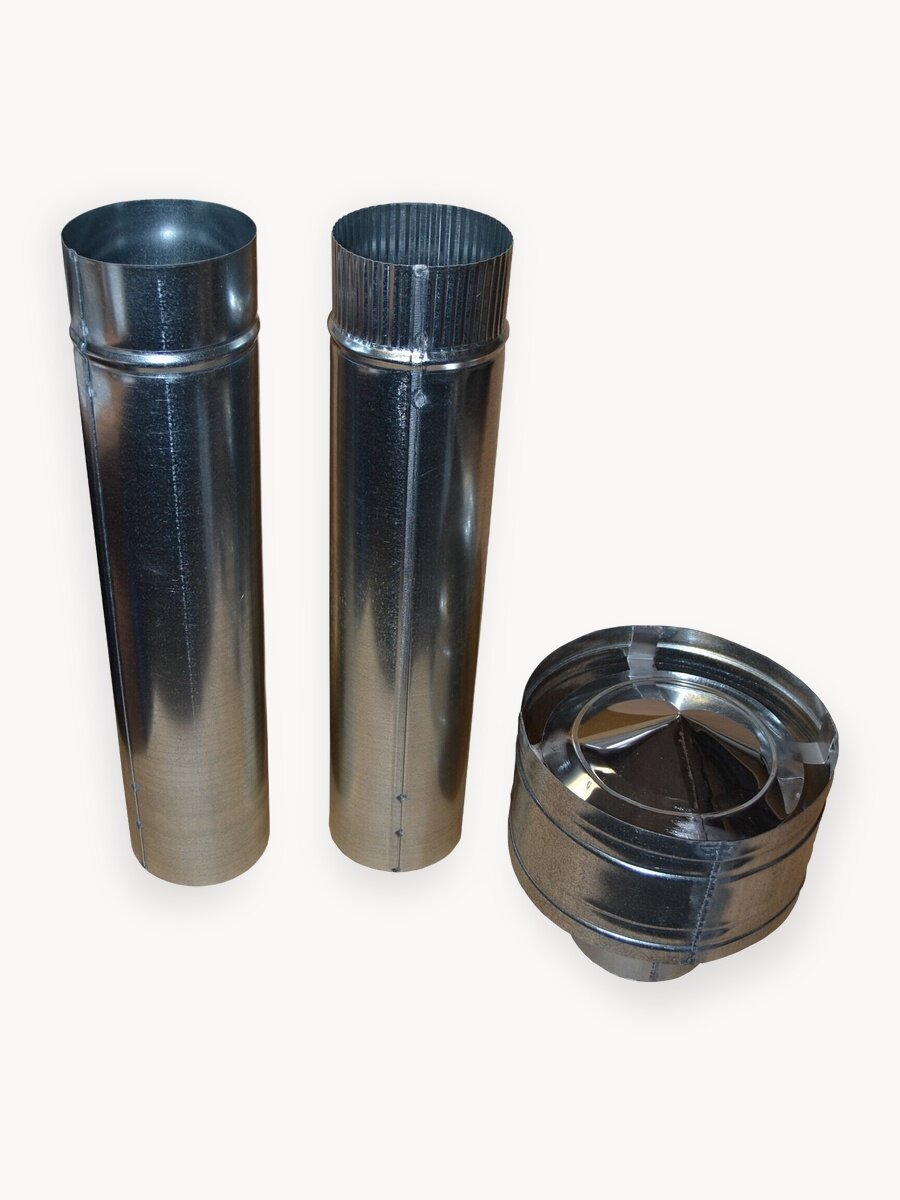 Комплект дымохода для печки из Нержавейки. Труба 0,5 метра - 2шт. + Дефлектор.