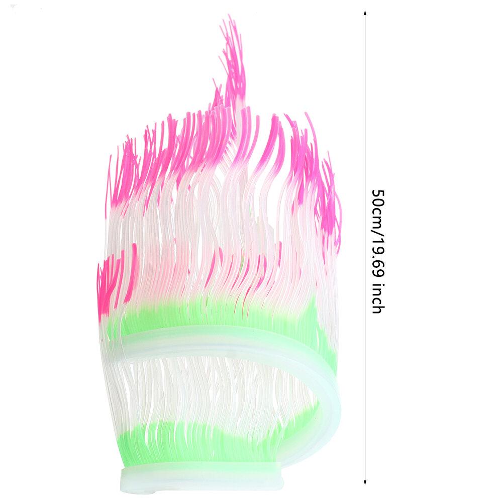 Аквариумный аквариум, искусственный силиконовый коралл, актиния, водное растение, пейзажный орнамент, украшение, аксессуар 50 см, розовый