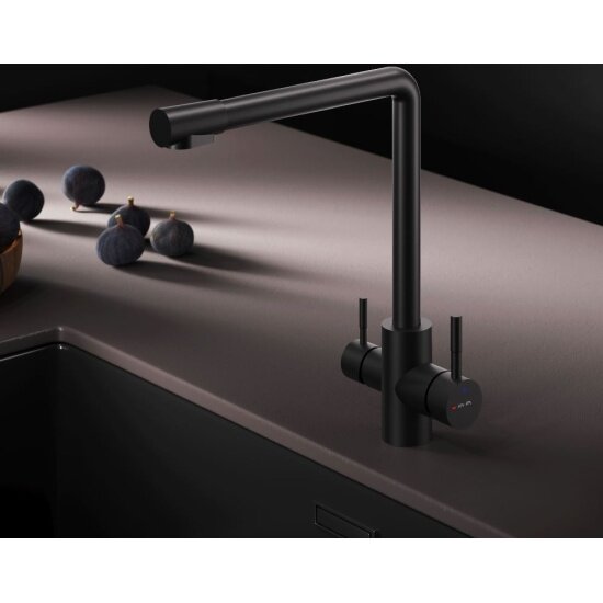 Смеситель для кухни Am.pm . X-Joy S с L-изливом с каналом для питьевой воды, черный F85B05722