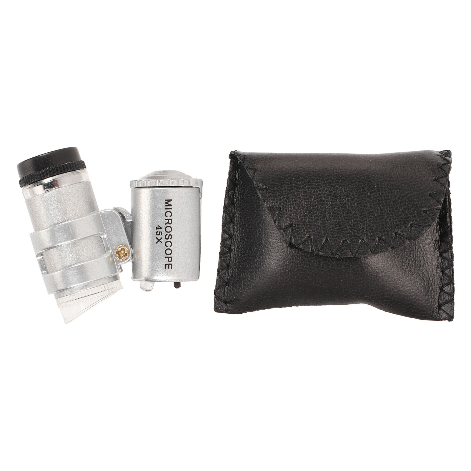 45 -кратный мини -карманный микроскоп регулируемый портативное увеличительное стекло с 2 светодиодными фонарями для ювелирных изделий антиквариата